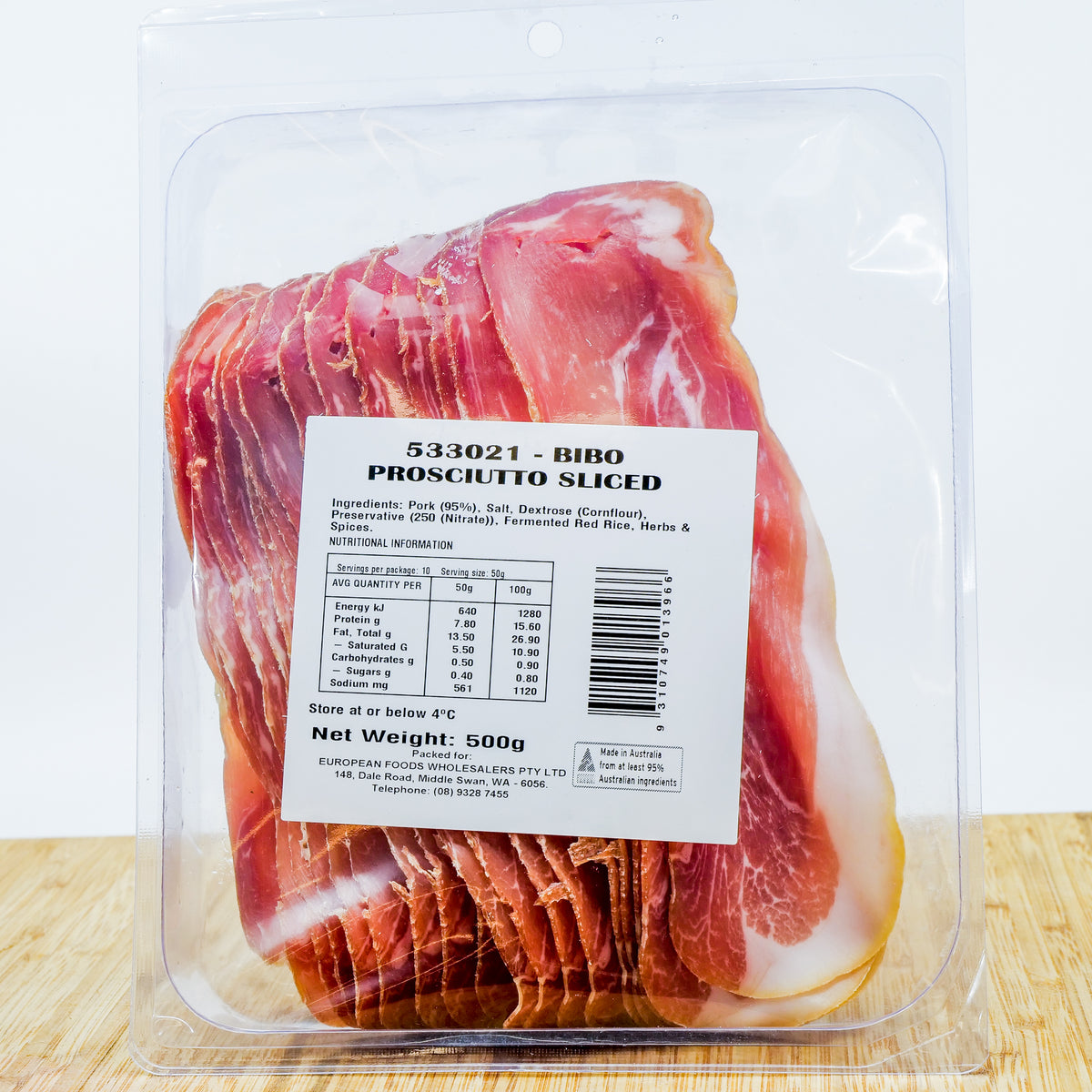 BIBO PROSCIUTTO SLICED TRAY 500G — Marketplace